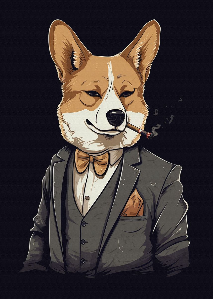'Vintage Corgi Gentleman' Poster, picture, metal print, paint by ...