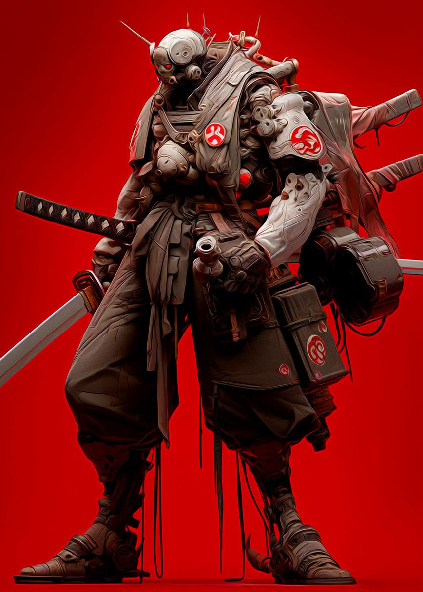 'Red Cyborg Warrior' Poster, picture, metal print, paint by minh Vuong ...