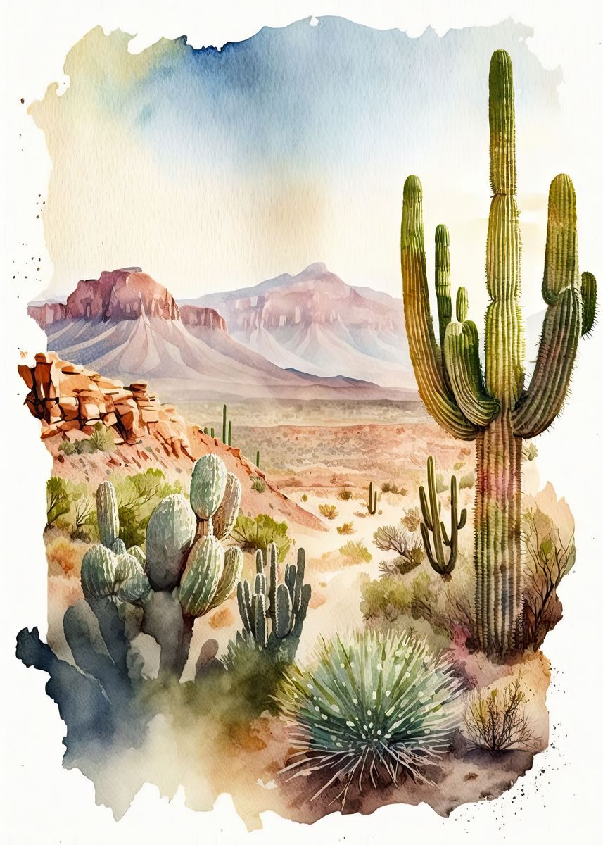 'Desert Watercolor' Poster, picture, metal print, paint by Nick Lopez ...