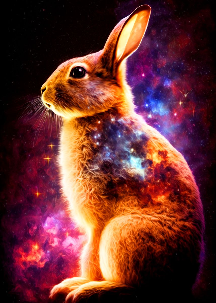 'Rabbit' Poster, picture, metal print, paint by Tiker Arts | Displate