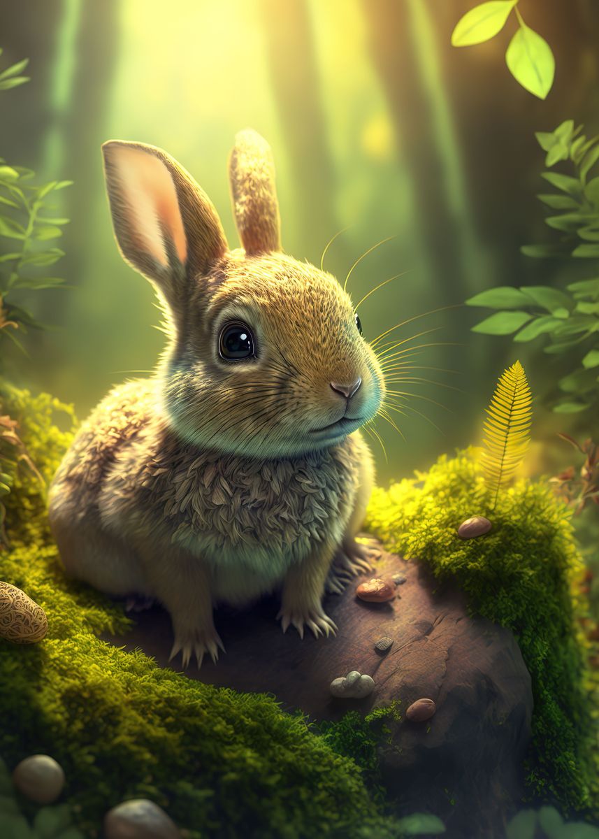 'cute rabbit ' Poster, picture, metal print, paint by Elysia | Displate