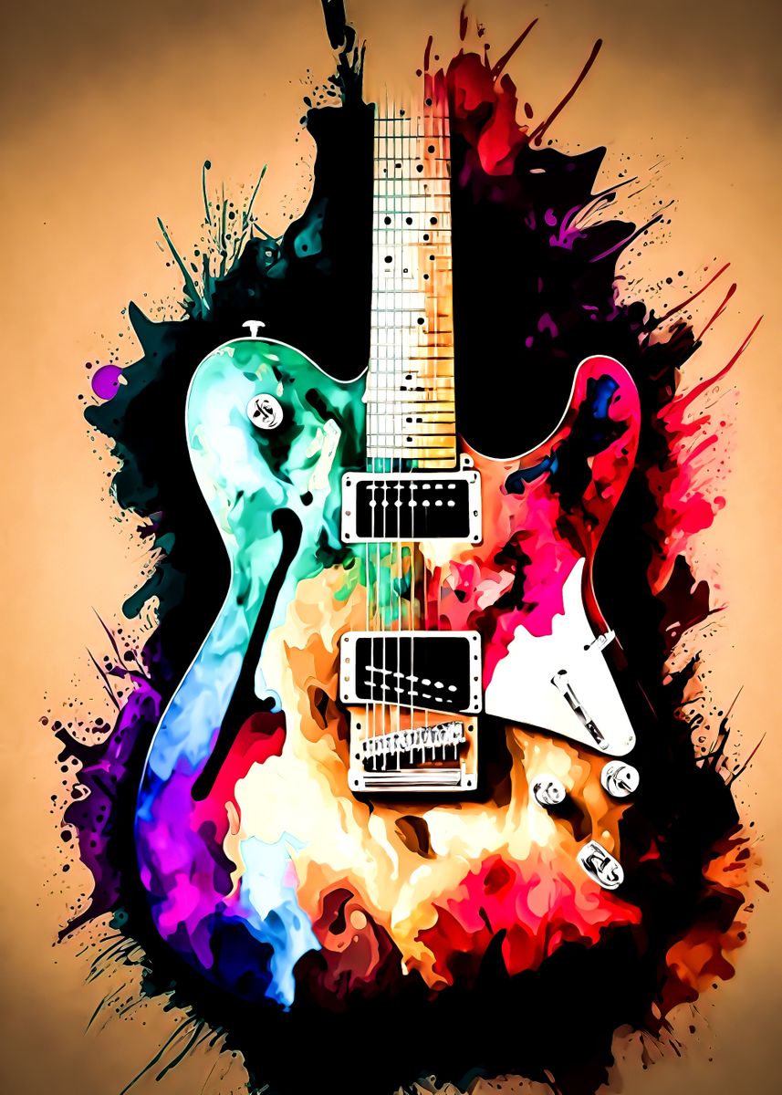 'Guitar watercolor ' Poster by Raheel Hollis | Displate