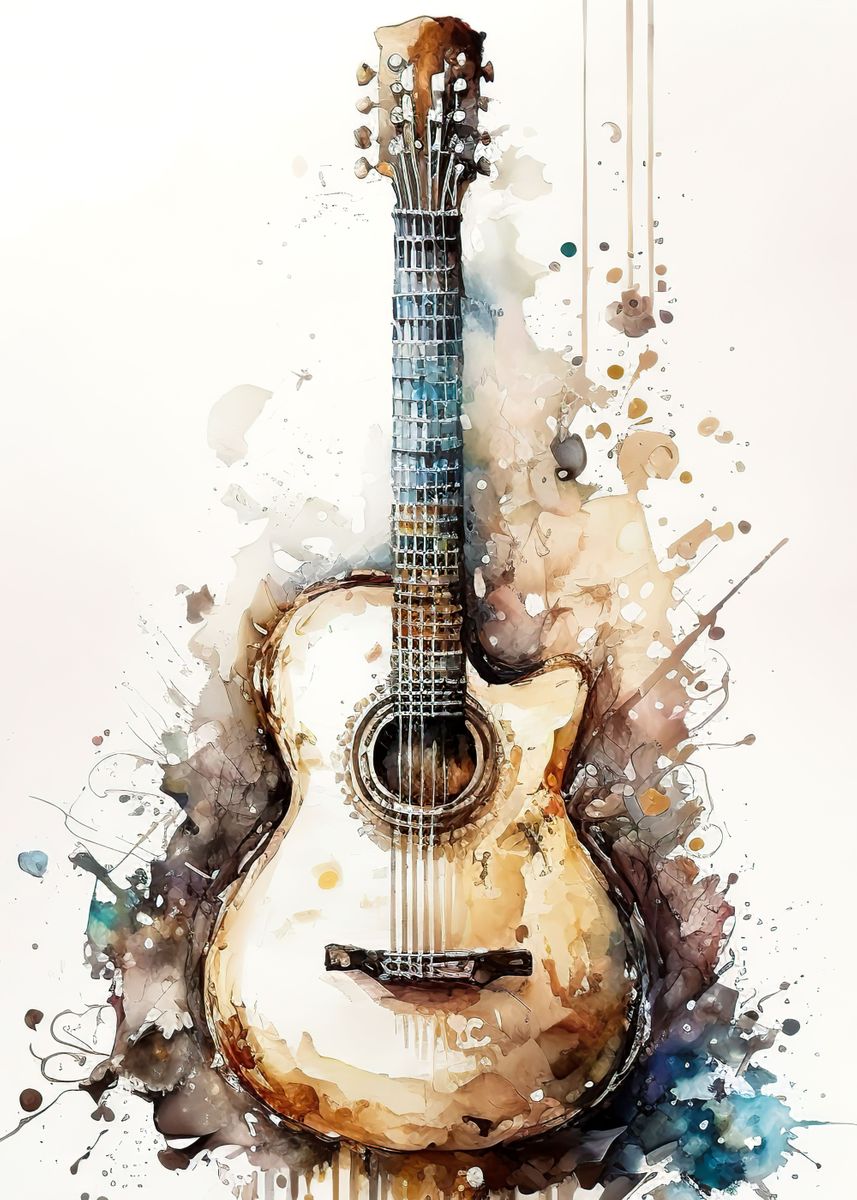 'The Guitar' Poster, picture, metal print, paint by Zaydan Mcintosh ...