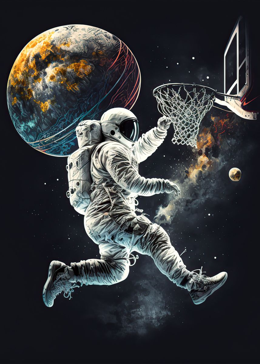 'Astronaut Basketball Space' Poster by Ahmet Thorpe | Displate