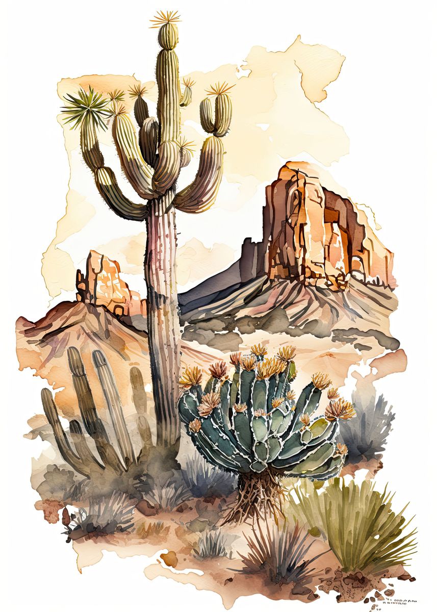 'Desert Watercolor' Poster, picture, metal print, paint by Nick Lopez ...