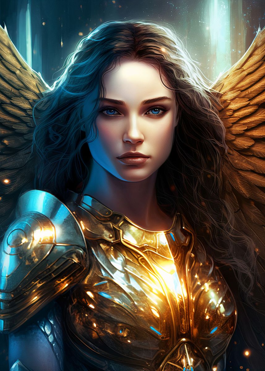 'Angel in Golden Armor' Poster, picture, metal print, paint by Natasya ...