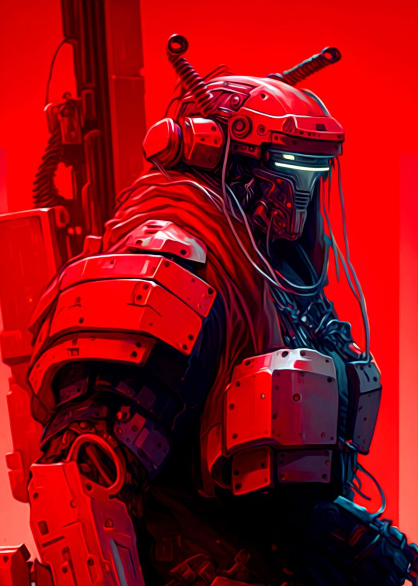 'Red Cyborg Warrior' Poster, picture, metal print, paint by minh Vuong ...