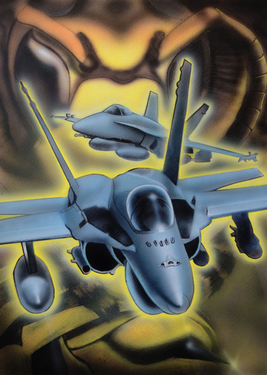 'F 18 Hornet ' Poster, picture, metal print, paint by Stan Art | Displate