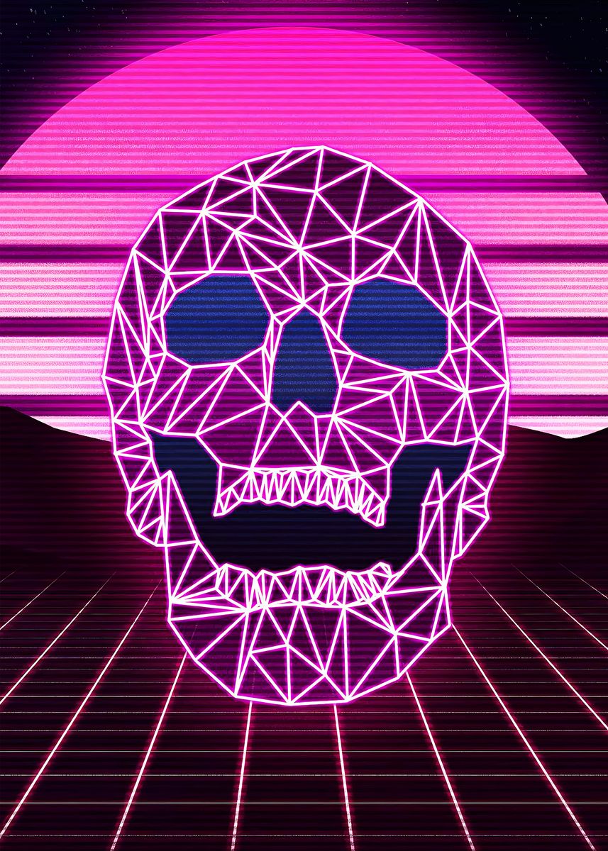 'Skull Synthwave Art' Poster, picture, metal print, paint by Lunaxys ...