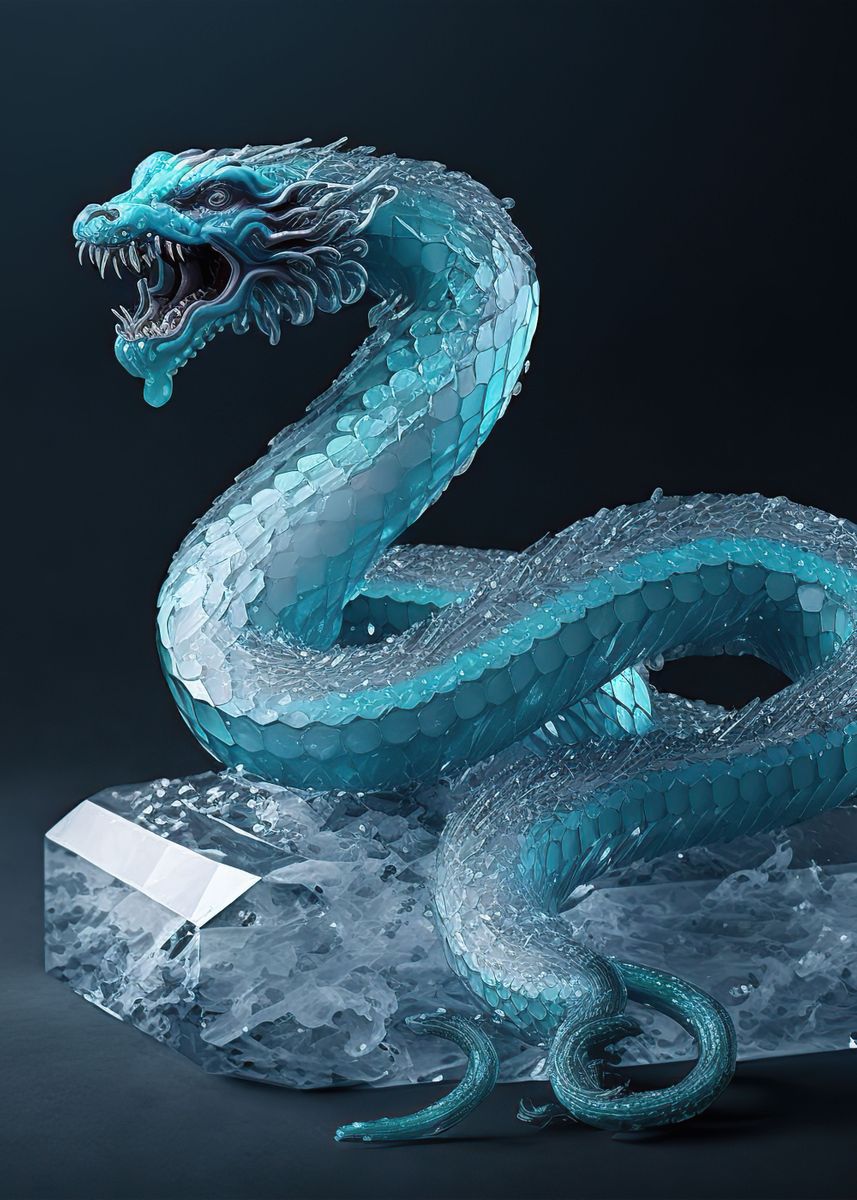 'Blue Snake Splash' Poster, picture, metal print, paint by MatiasCurrie ...