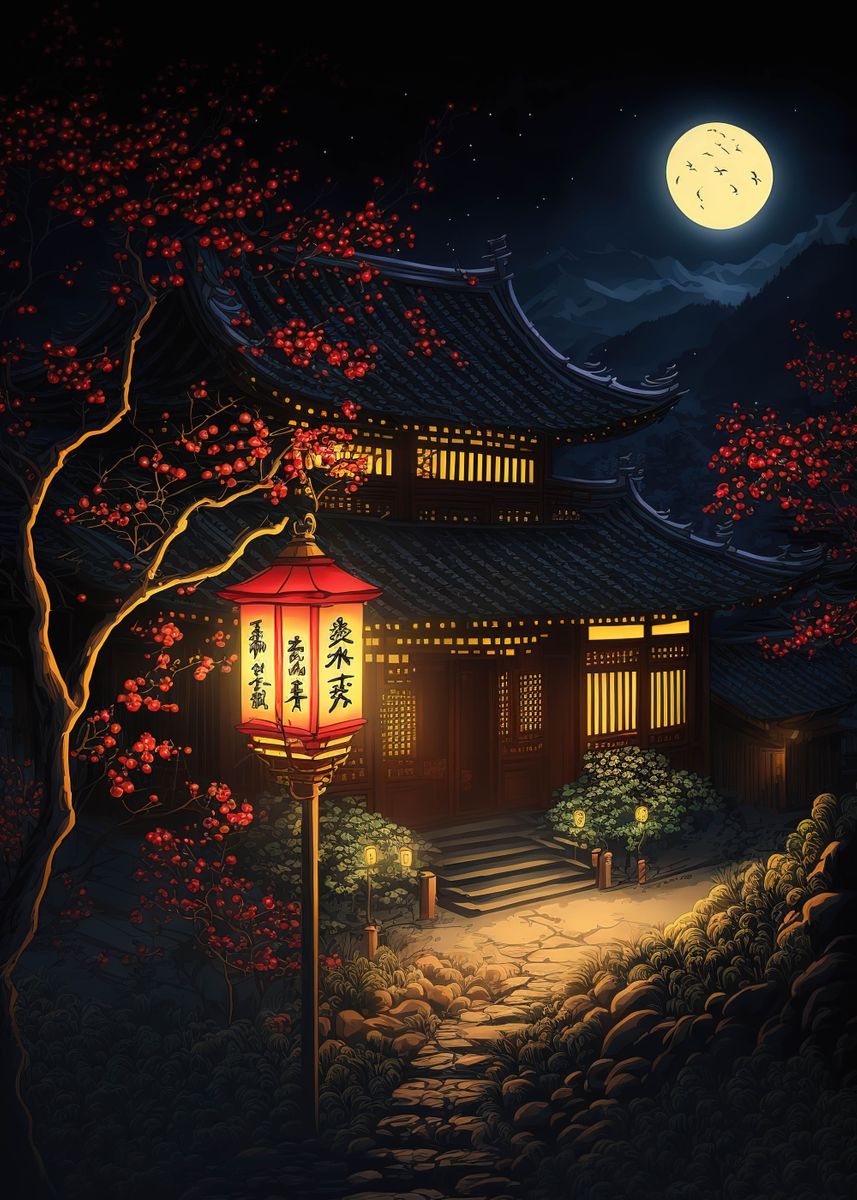 'Chinese Lantern Festiva' Poster, picture, metal print, paint by ...