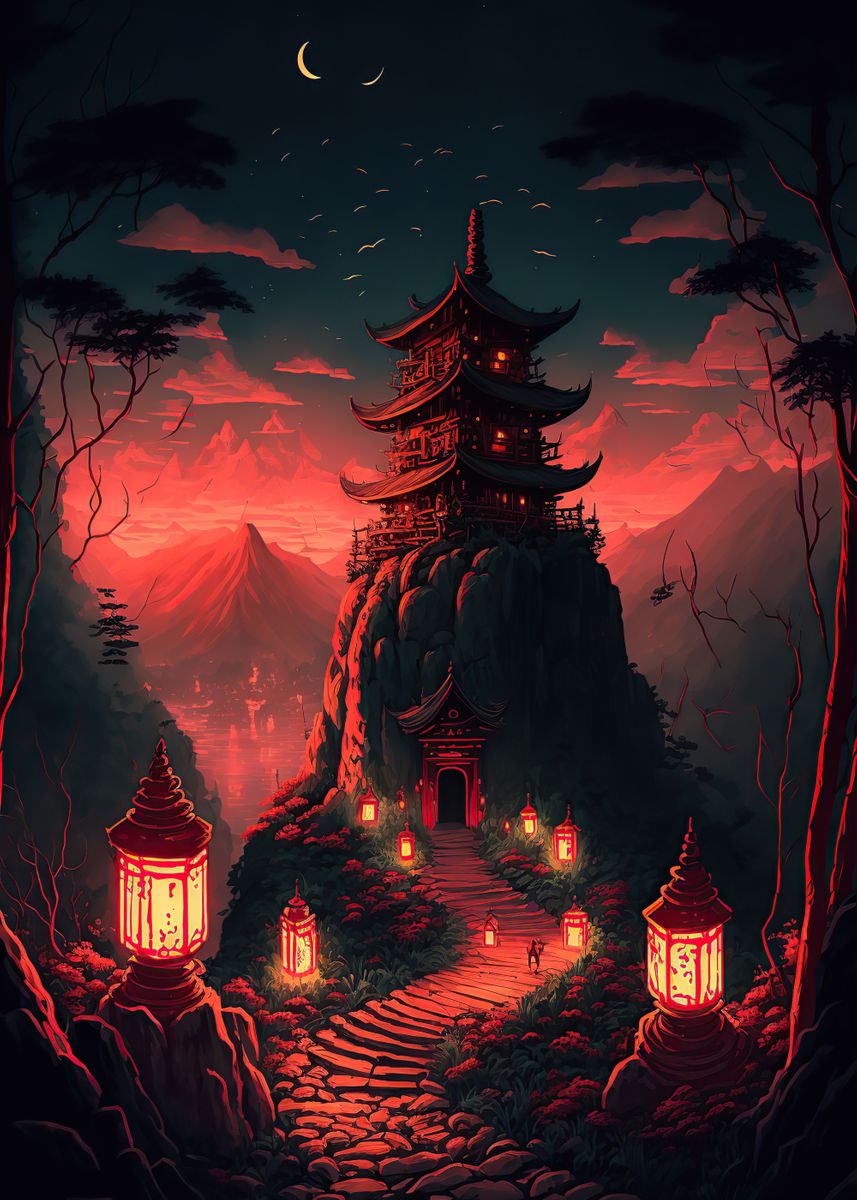 'Japanese Shrine ' Poster by Philippa Quintero | Displate