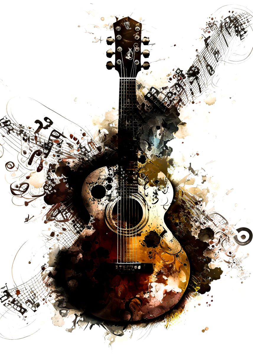 'Guitar watercolor ' Poster by Raheel Hollis | Displate