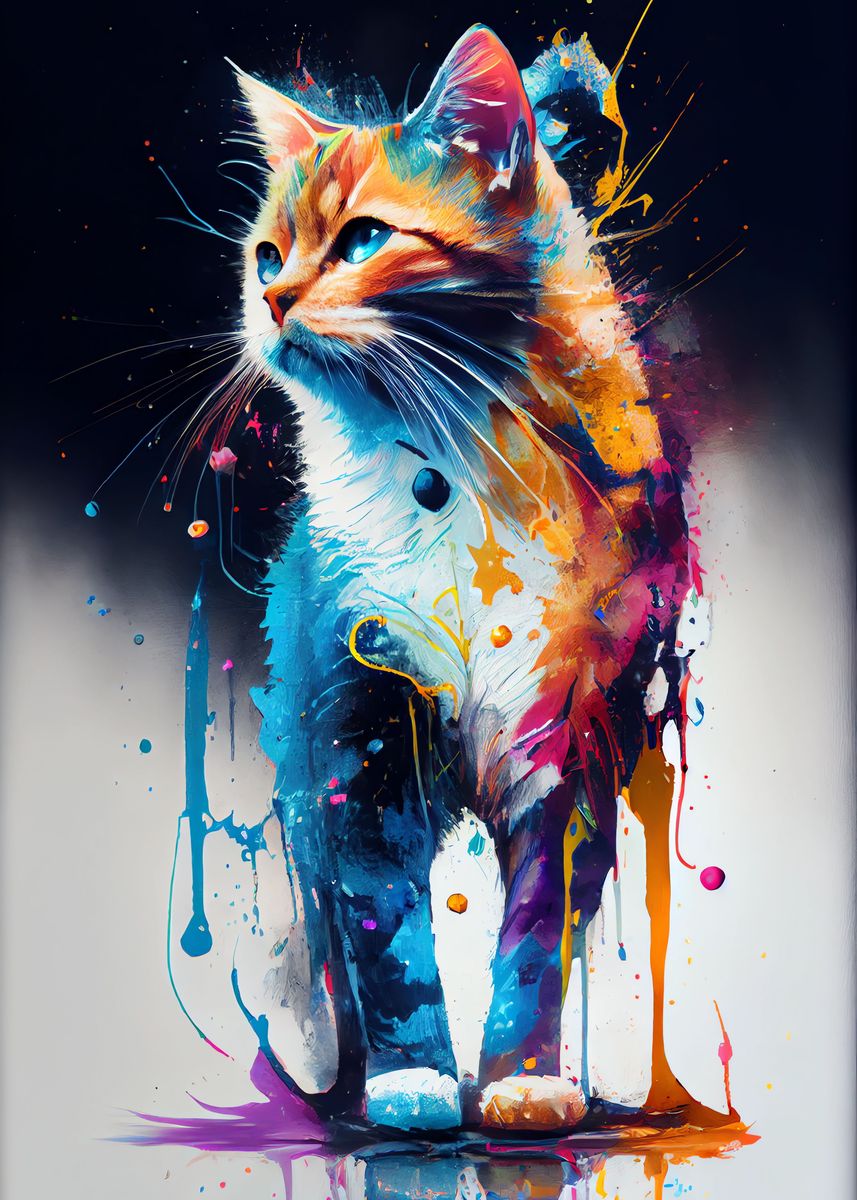 'Cat Color' Poster, picture, metal print, paint by DecoyDesign | Displate