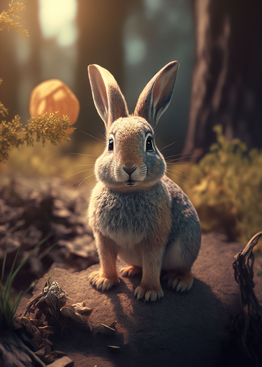 'cute rabbit ' Poster, picture, metal print, paint by Elysia | Displate