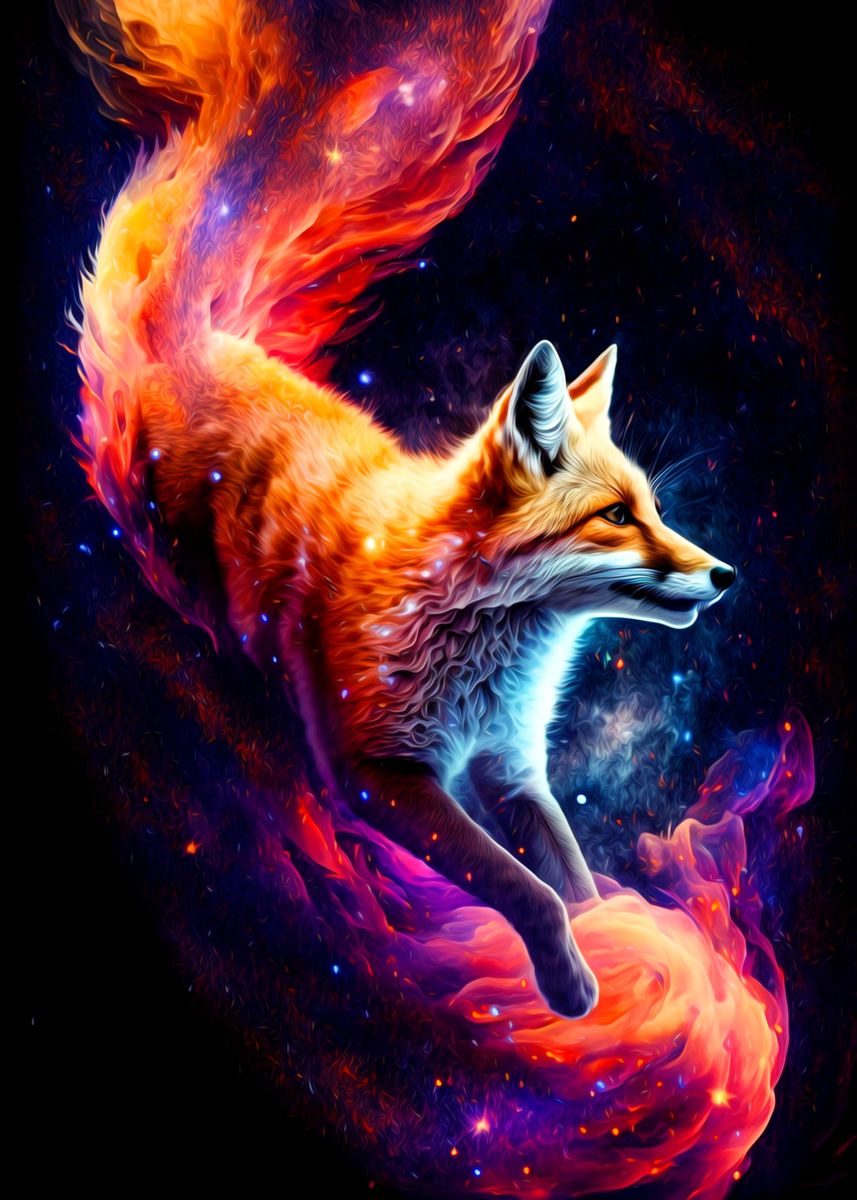 'Fox' Poster, picture, metal print, paint by Tiker Arts | Displate