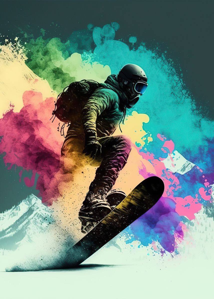 'Snowboard' Poster, picture, metal print, paint by Silhouette Anime Art ...