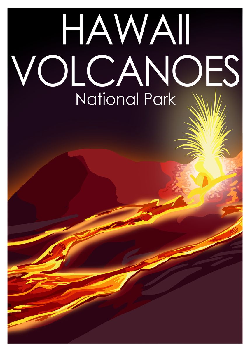 'Hawaii Volcanoes' Poster, picture, metal print, paint by OmegaArt | Displate