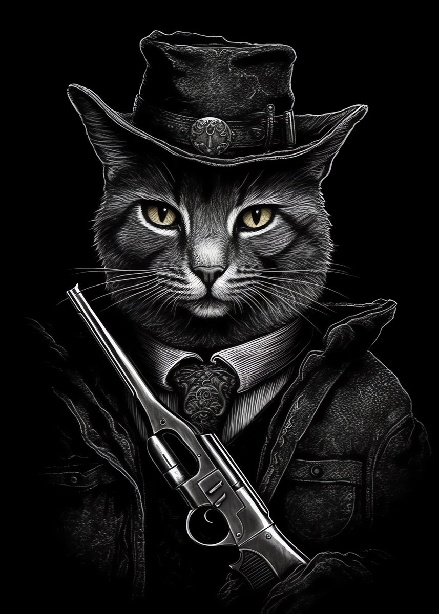 'Gangster Cat' Poster, picture, metal print, paint by Art Concept ...