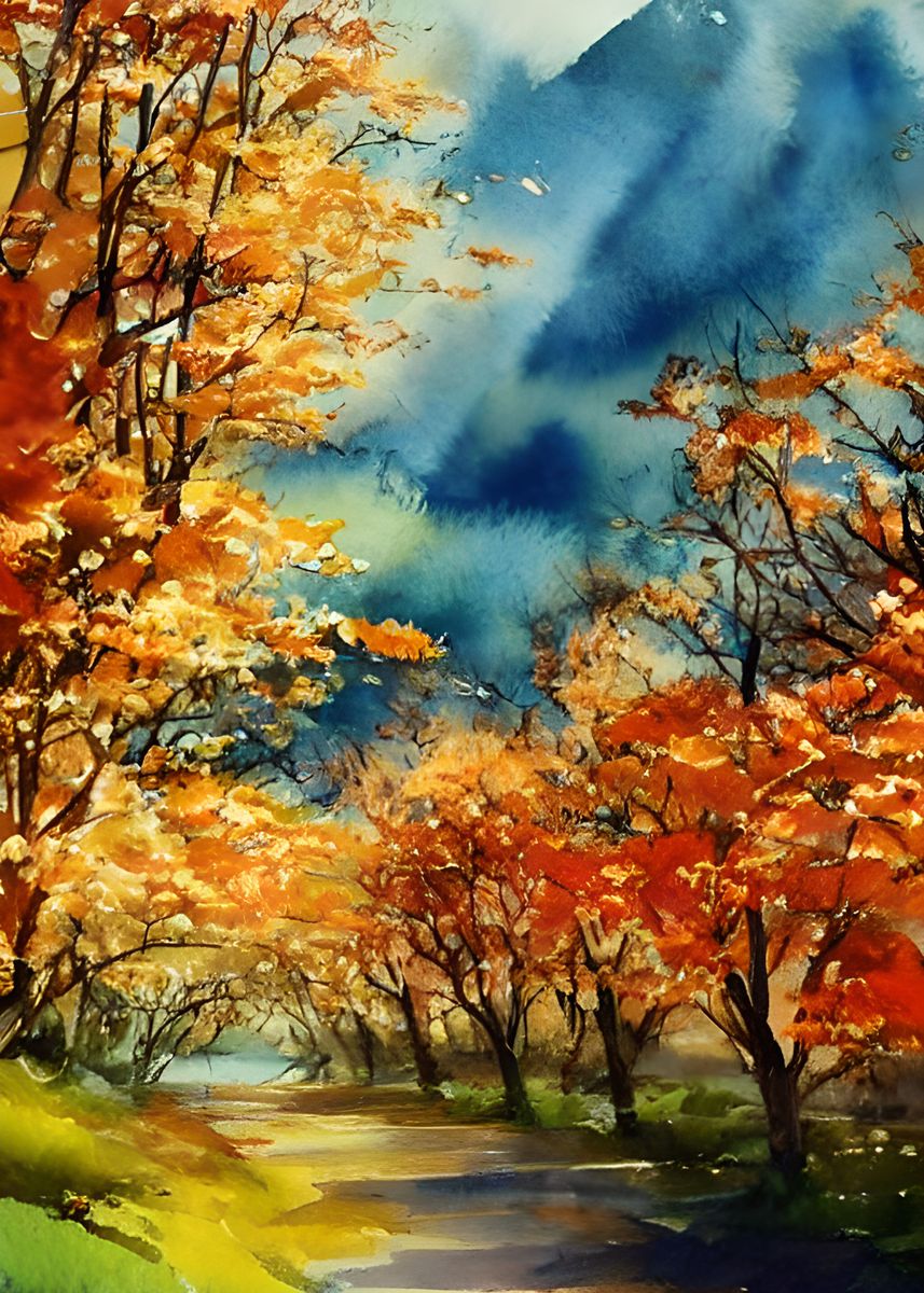 'Green Forest Views Poster' Poster, picture, metal print, paint by Abu ...