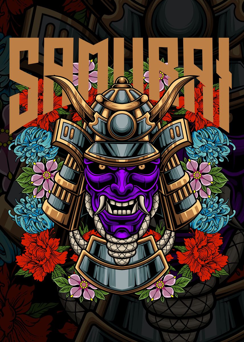 'Samurai Mask' Poster, picture, metal print, paint by Iqbal harris ...