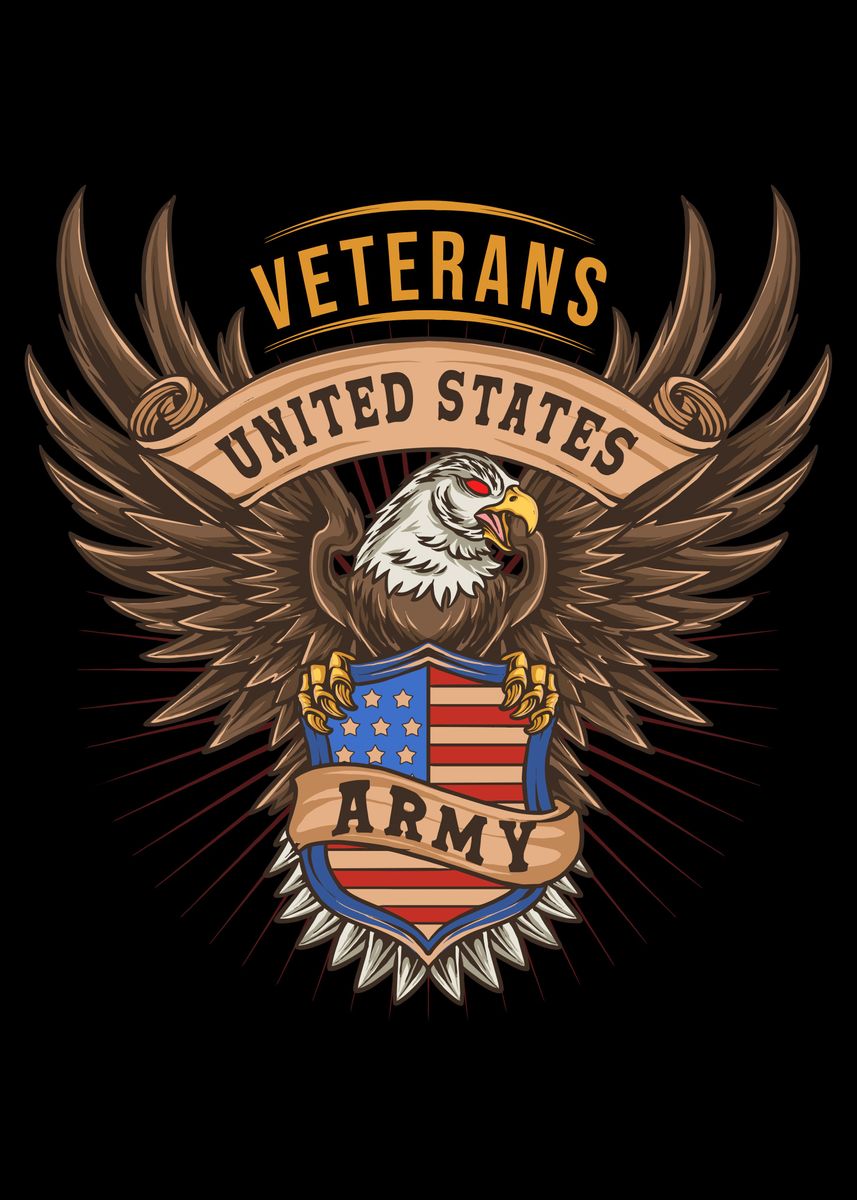 'Eagle veterans day' Poster, picture, metal print, paint by ...