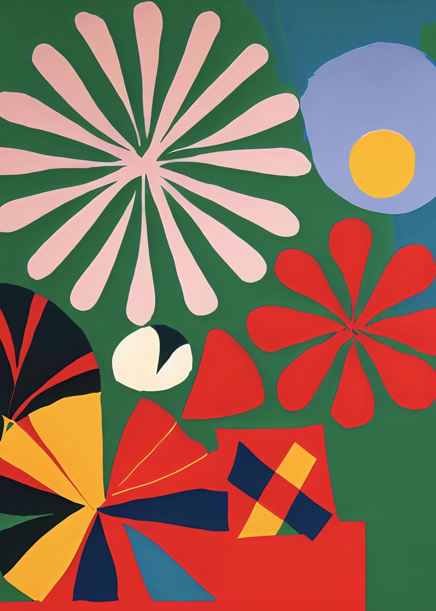 'Abstract Garden Collage' Poster, picture, metal print, paint by BluePinkPanther | Displate