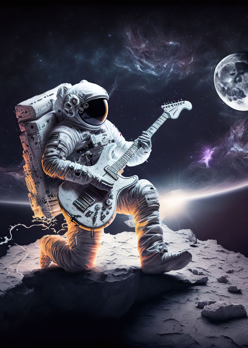 'Astronaut playing guitar' Poster, picture, metal print, paint by ...