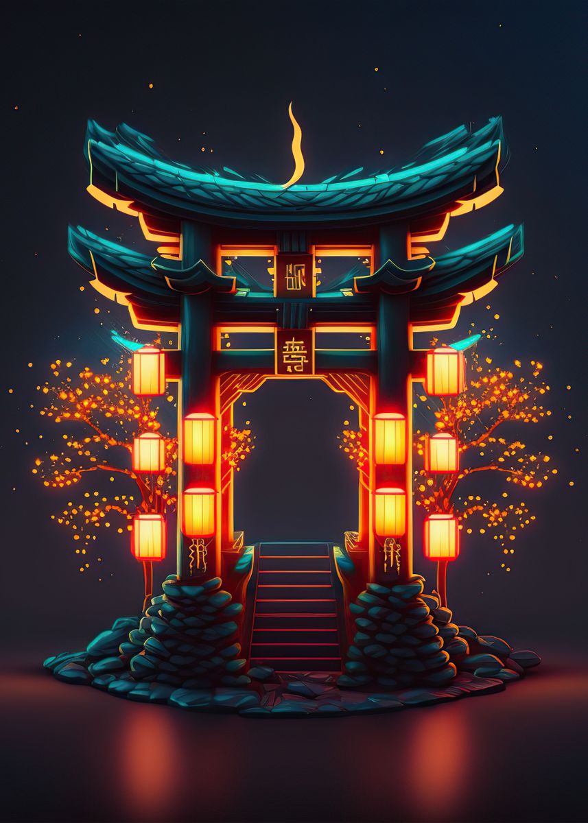 'Gate Japan landscape' Poster by Hari Buckner | Displate