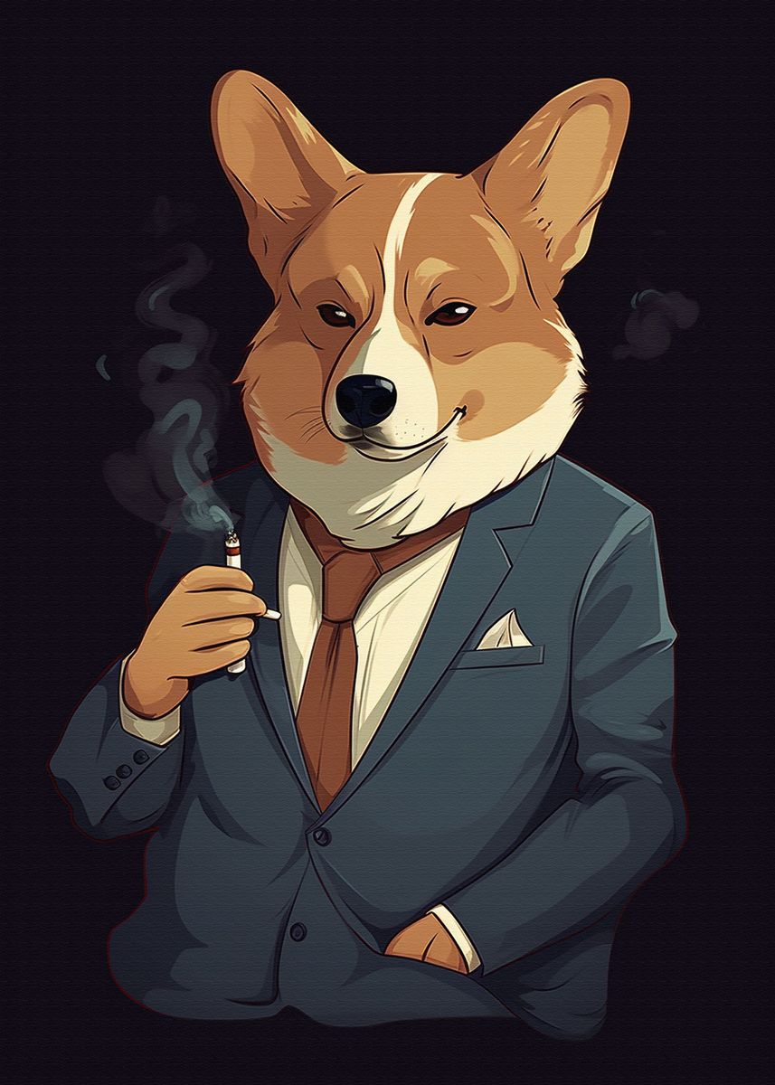 'Vintage Corgi Gentleman' Poster, picture, metal print, paint by ...