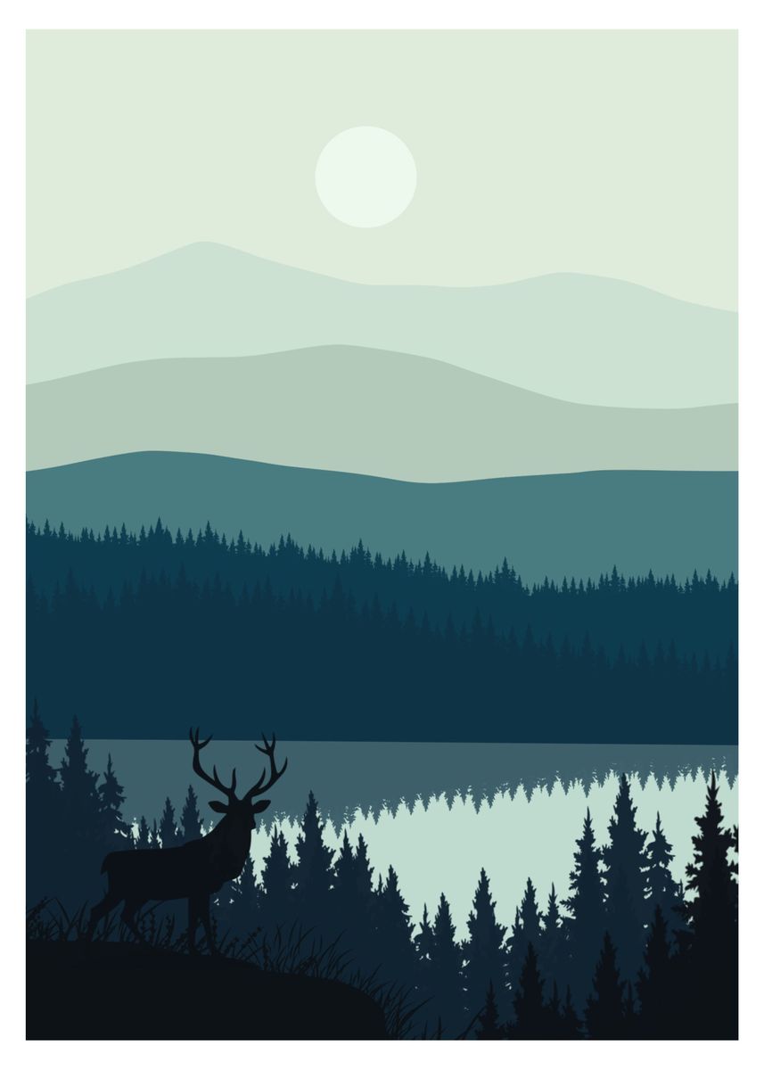 'Modern Landscape With Sun' Poster, picture, metal print, paint by Yess ...