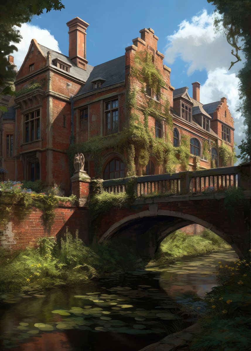 'Riverside Manor' Poster, picture, metal print, paint by Oknice | Displate