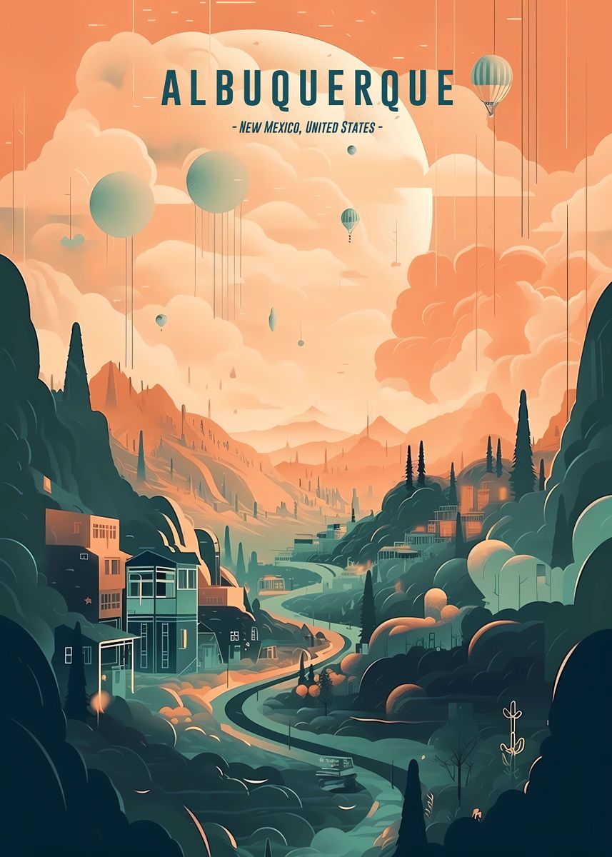 'Albuquerque City vista' Poster, picture, metal print, paint by Parker ...