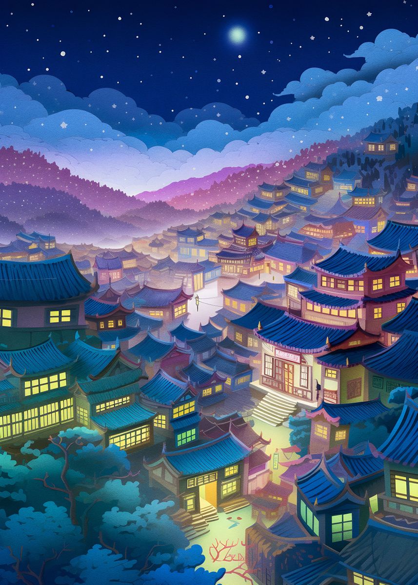 'Japanese housing' Poster, picture, metal print, paint by Muhammad ...