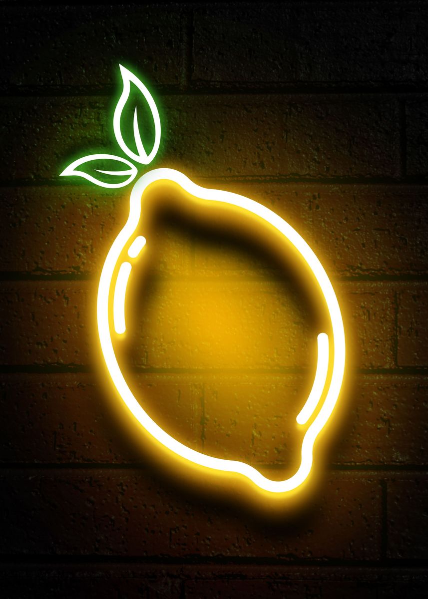 'Lemon neon sign' Poster, picture, metal print, paint by Kitty Kit ...