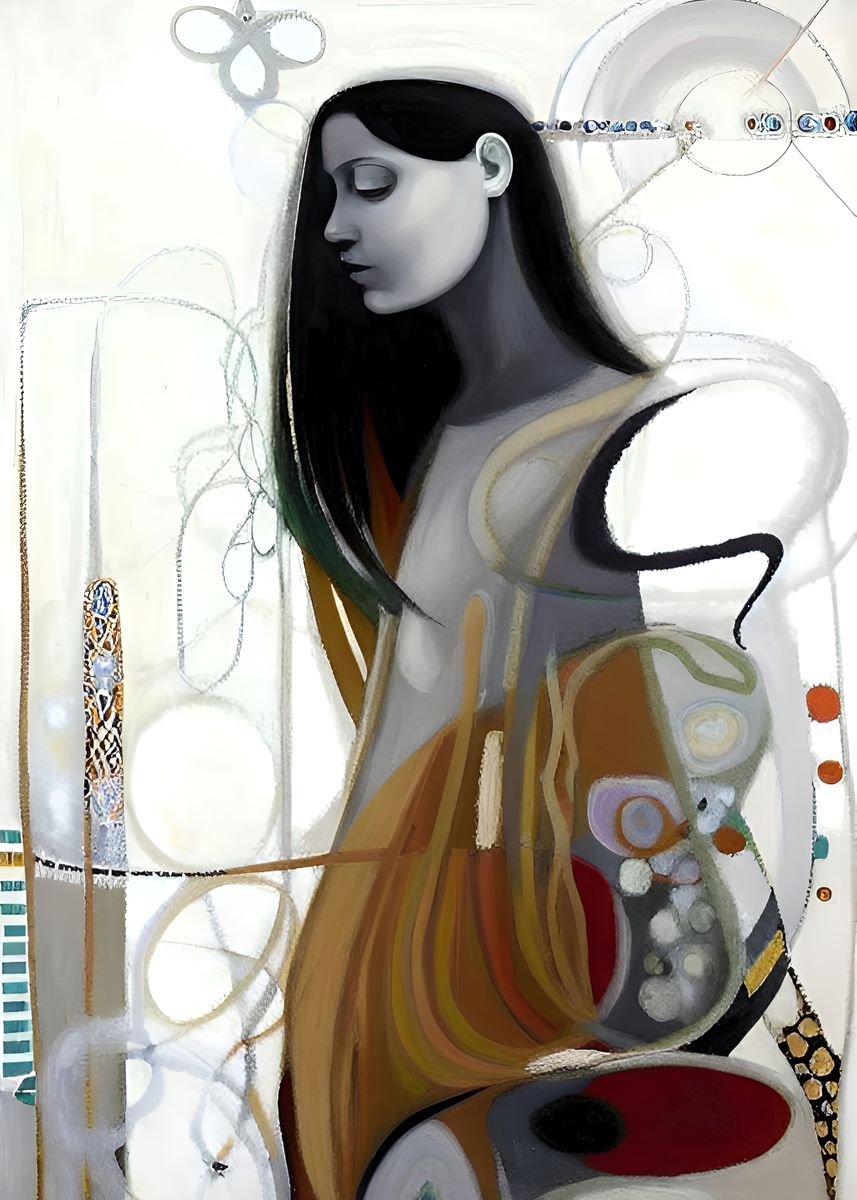 'Girl In Thought ' Poster, picture, metal print, paint by Elena Ray ...