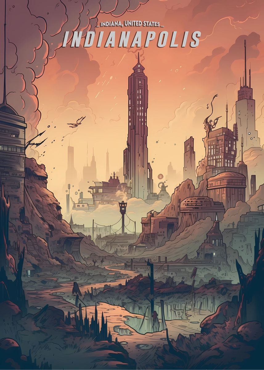 'Indianapolis Urban scenery' Poster, picture, metal print, paint by ...