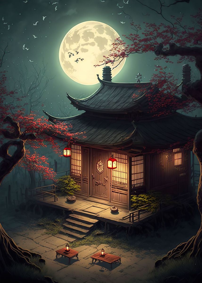 'Japanese Shrine ' Poster, picture, metal print, paint by Philippa ...