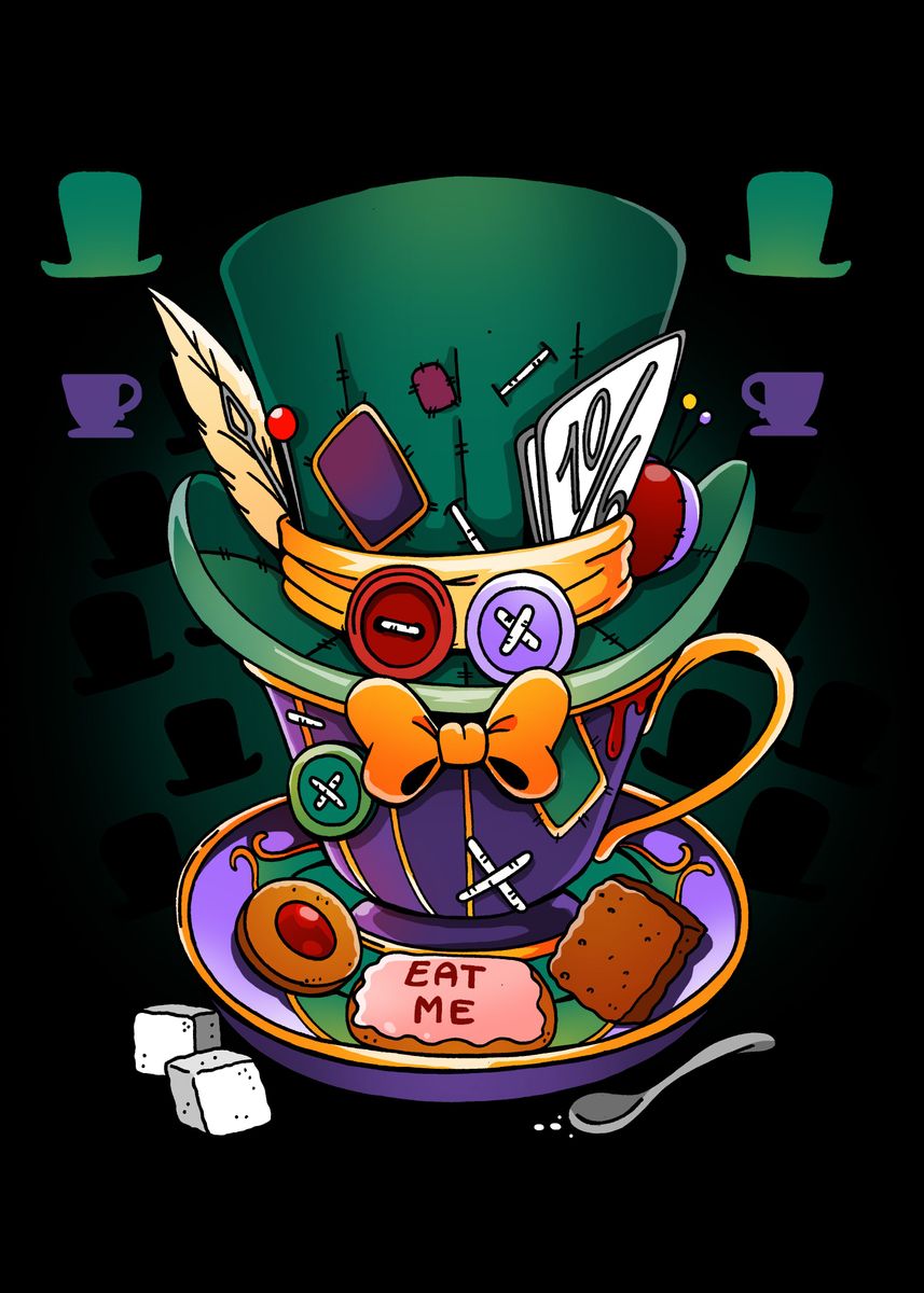 'Wonder Mad Hatter' Poster, picture, metal print, paint by Valentina ...