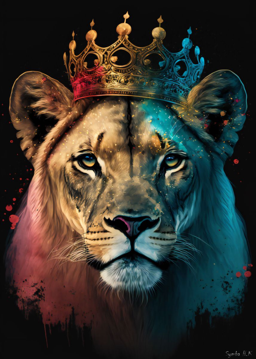 'The colorful lioness' Poster by Symba | Displate