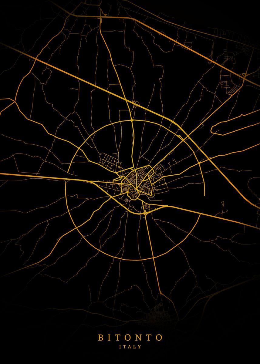 'Bitonto City Map Gold' Poster by Trulaf Design | Displate