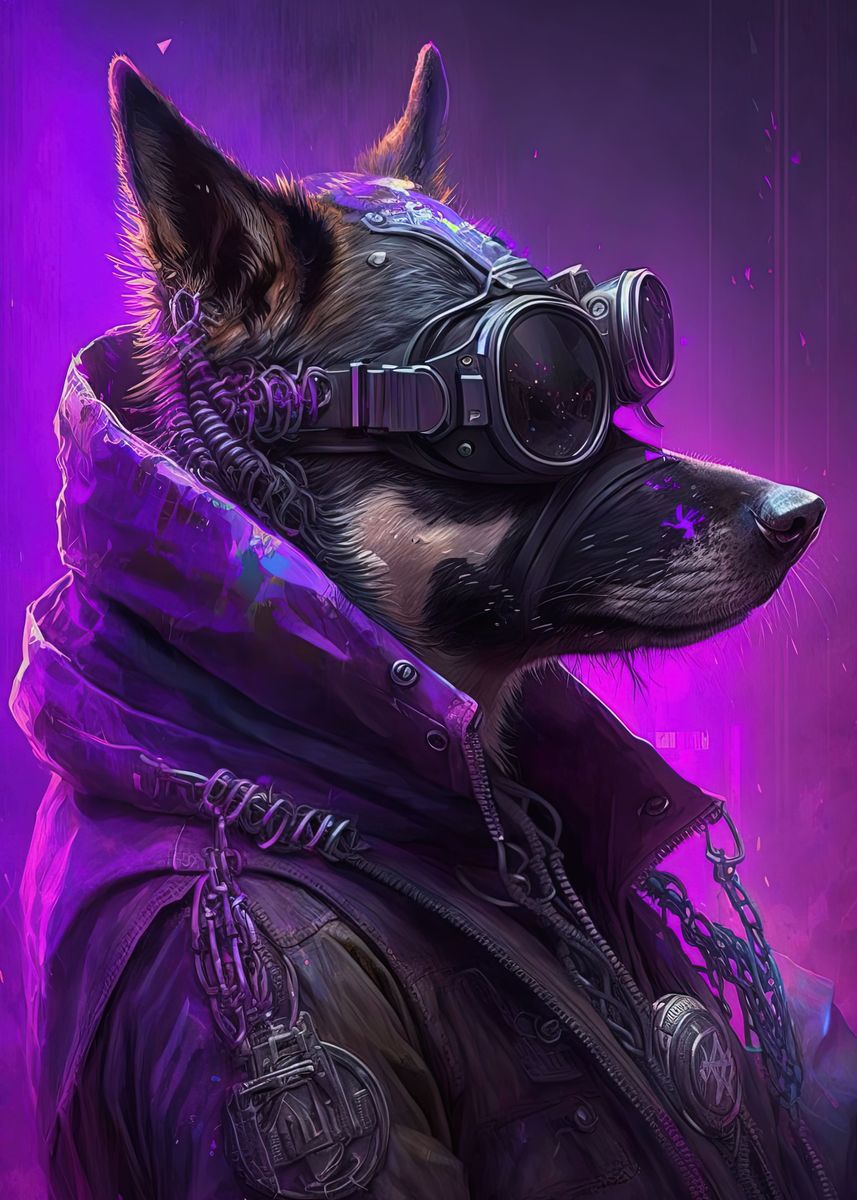 'Dog Cyberpunk' Poster, picture, metal print, paint by Zake Yonkou ...