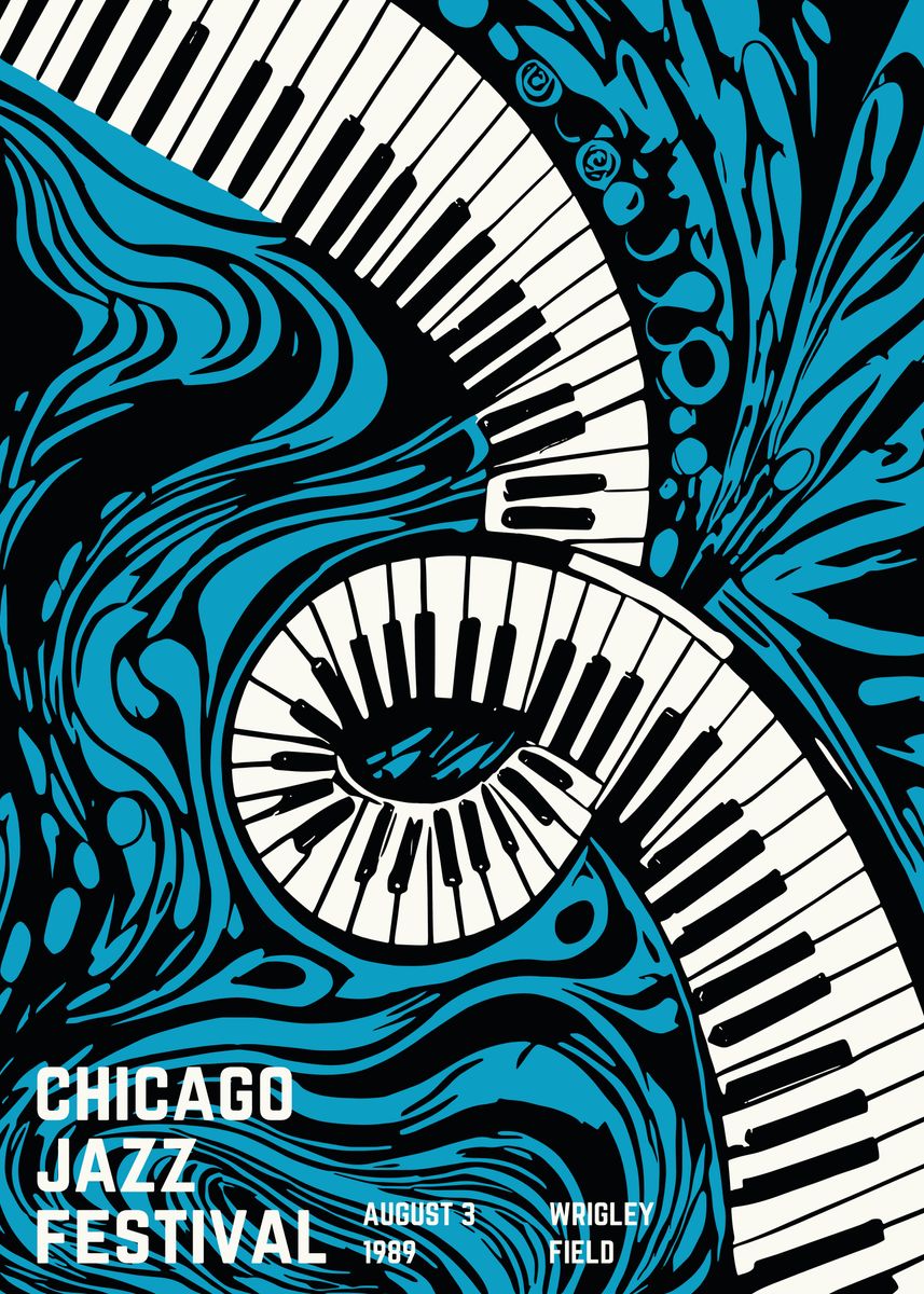'Chicago Jazz Festival' Poster, picture, metal print, paint by BluePinkPanther | Displate
