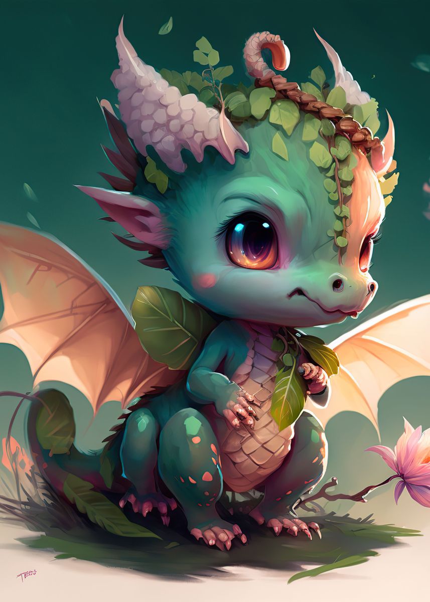 'Baby Dragon' Poster, picture, metal print, paint by Sohail Rees | Displate