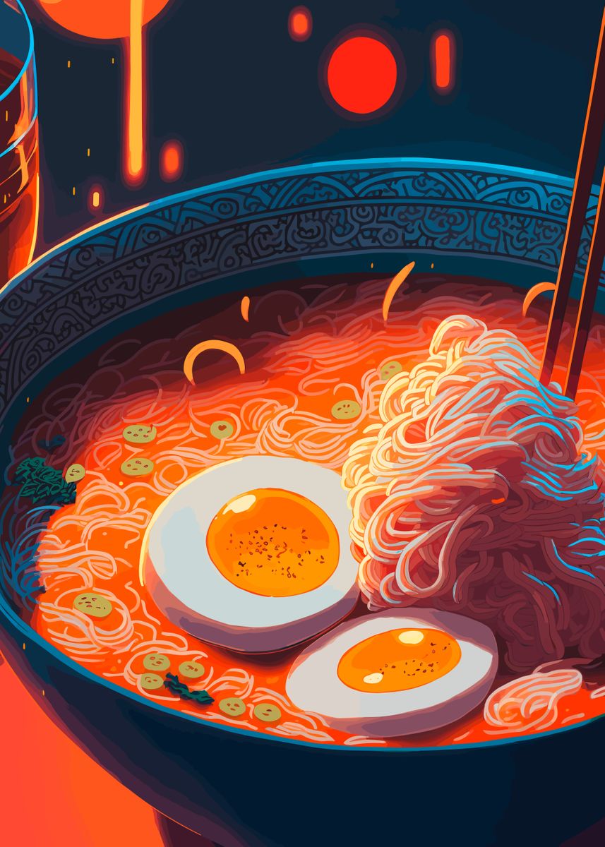 'Anime Ramen 2' Poster, picture, metal print, paint by the Moooh | Displate