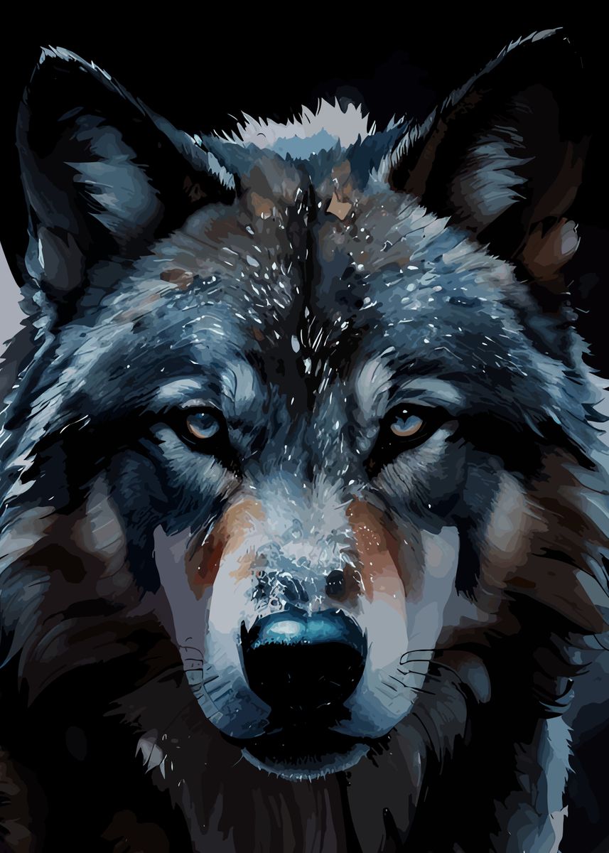 'Wolf Face Watercolor' Poster, picture, metal print, paint by Wisnu ...