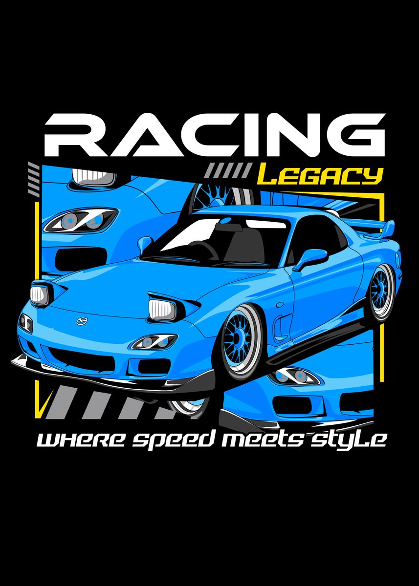 'Blue JDM Car' Poster, picture, metal print, paint by Mikhaila Poster ...