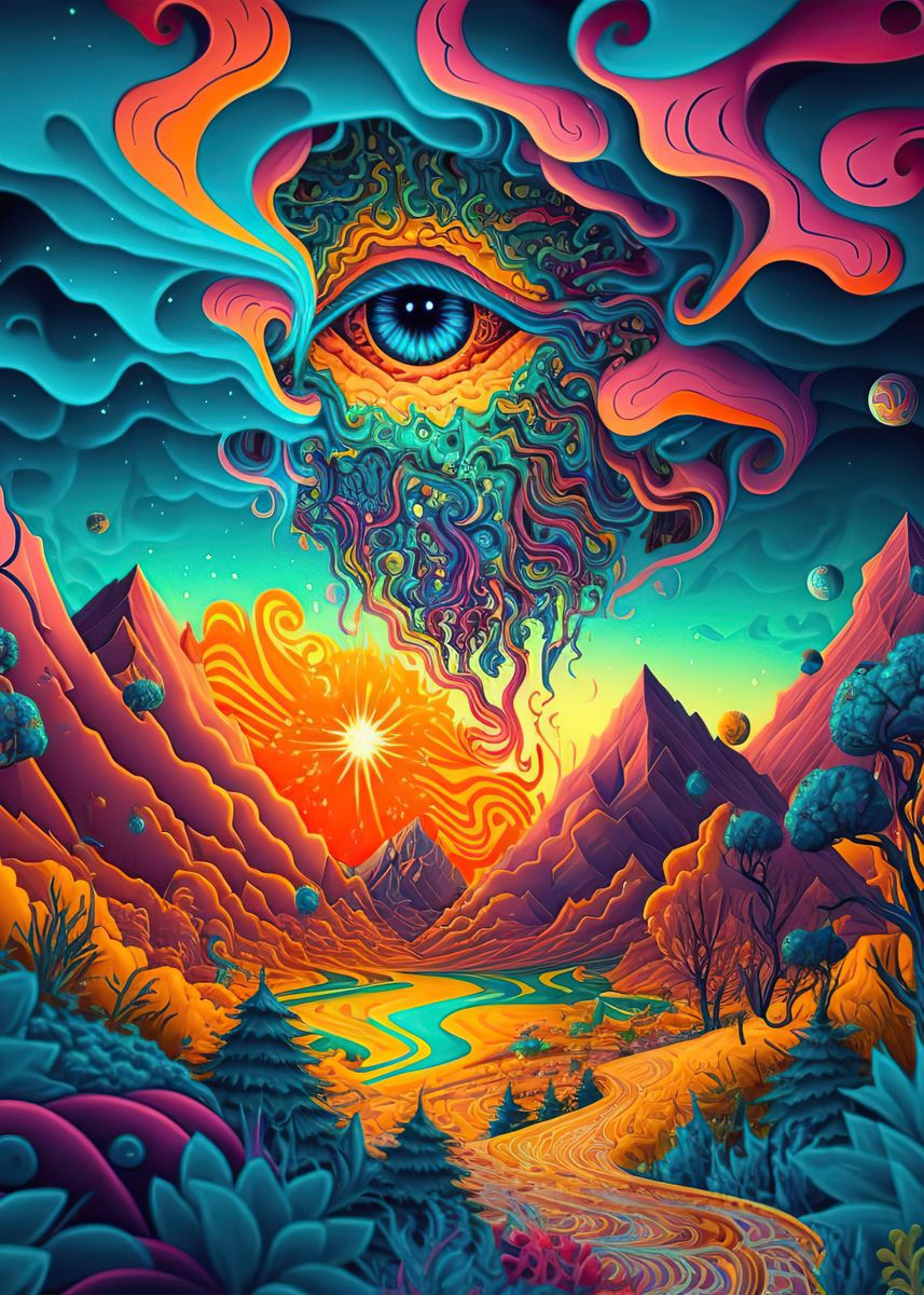 'Psychedelic nature' Poster, picture, metal print, paint by Siobhan ...