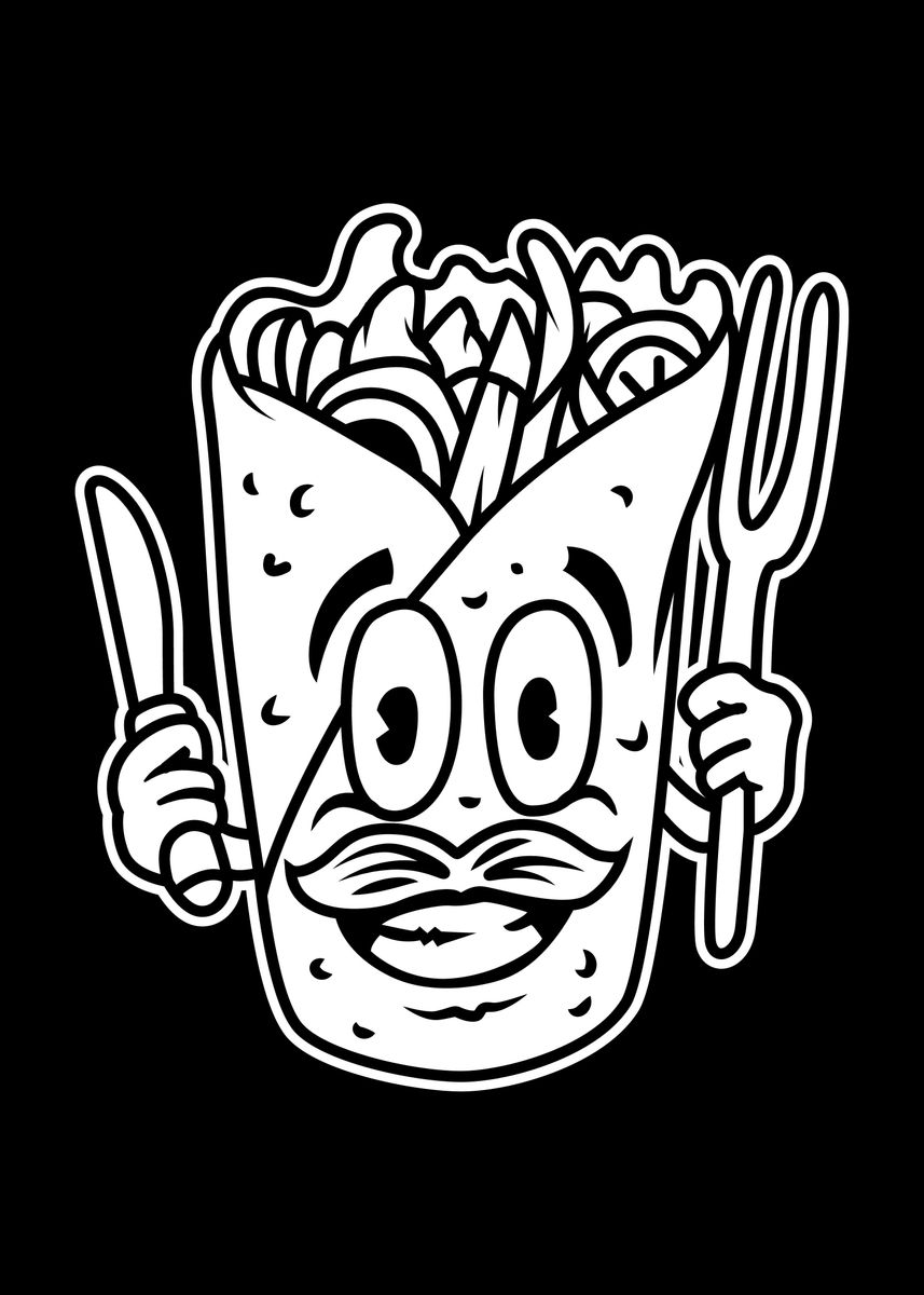 'Food Character BnW 15' Poster by hendra pratama | Displate