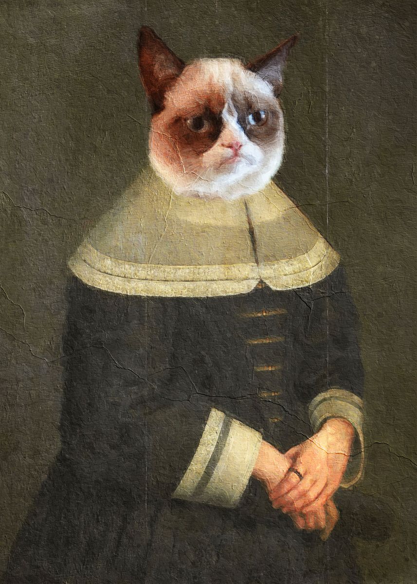 'Cat meme' Poster, picture, metal print, paint by Meme Daily | Displate